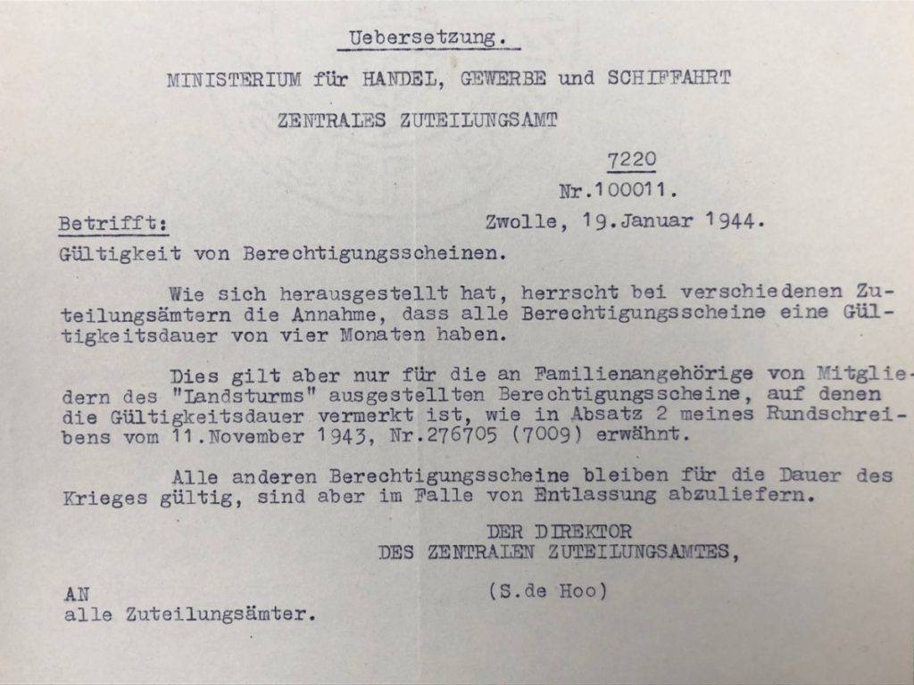 Original WWII German document Zwolle 1944 - Oorlogsspullen.nl ...
