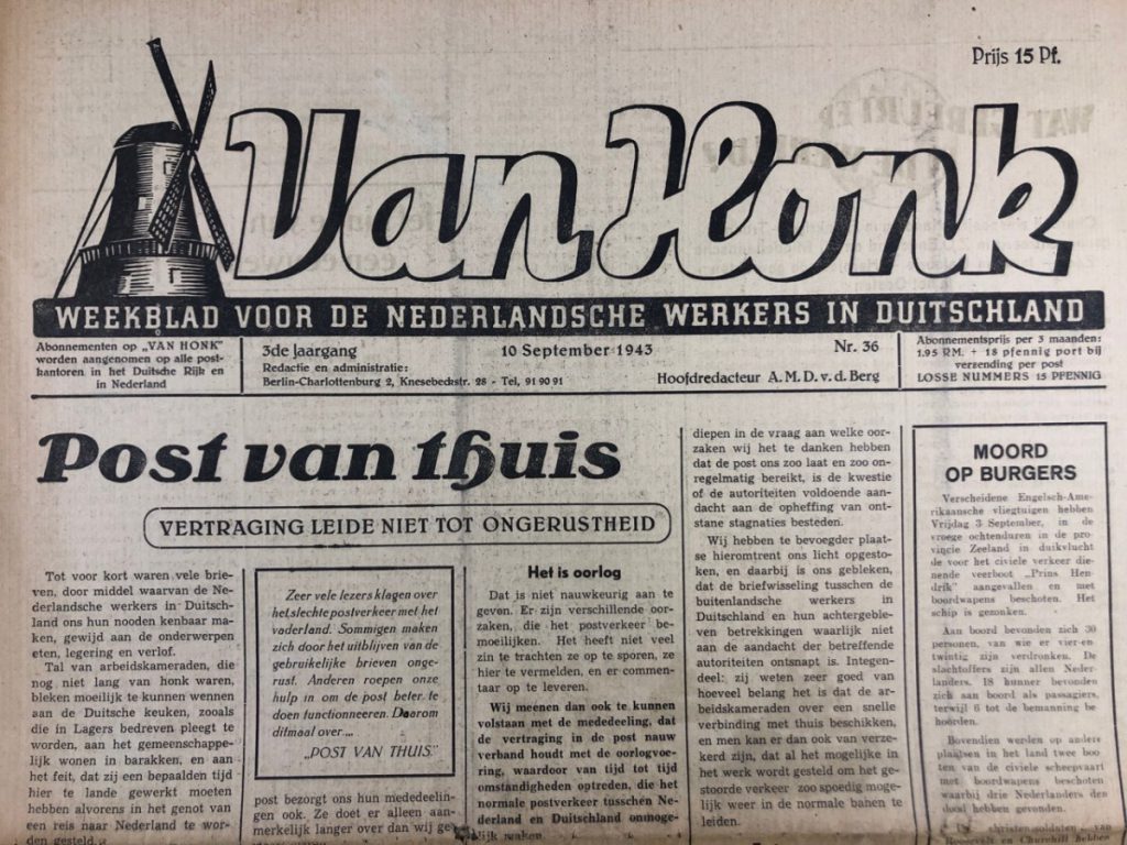 Original WWII Dutch newspaper 'Van Honk' Dutch workers in Germany - 10 ...