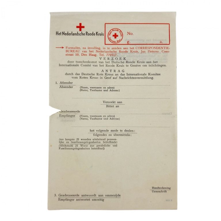Original WWII Dutch Red Cross letter - Oorlogsspullen.nl - Militaria shop