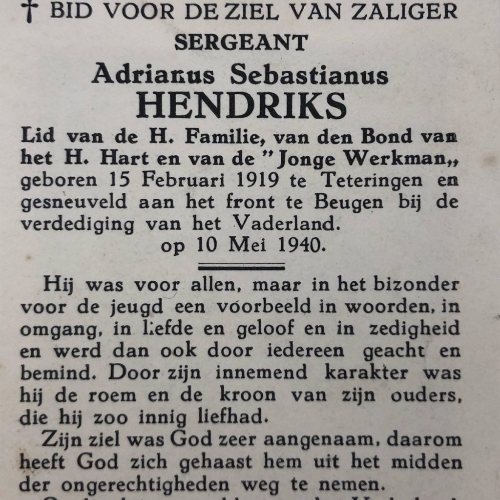 Original WWII Dutch army death notice 10 May 1940 - Oorlogsspullen.nl ...