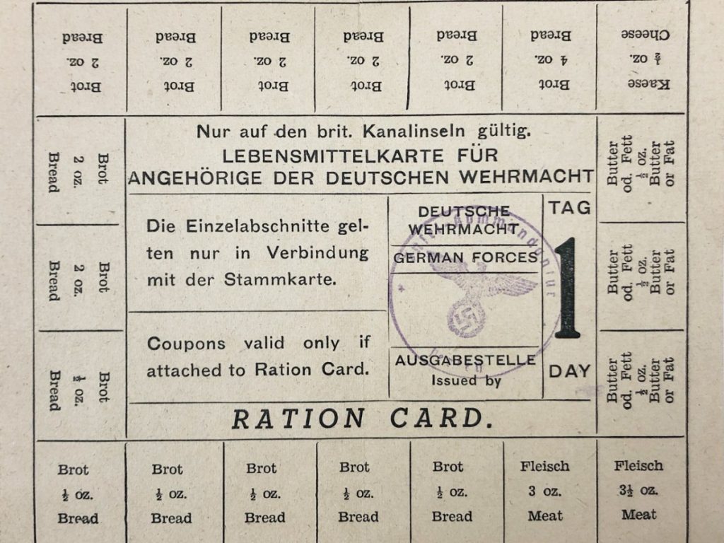 Original WWII German Wehrmacht British Channel Islands ration card ...