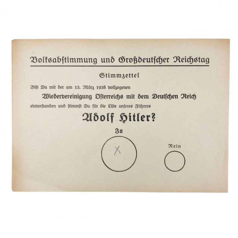 Original WWII German Adolf Hitler ballot paper 1938 - Oorlogsspullen.nl ...