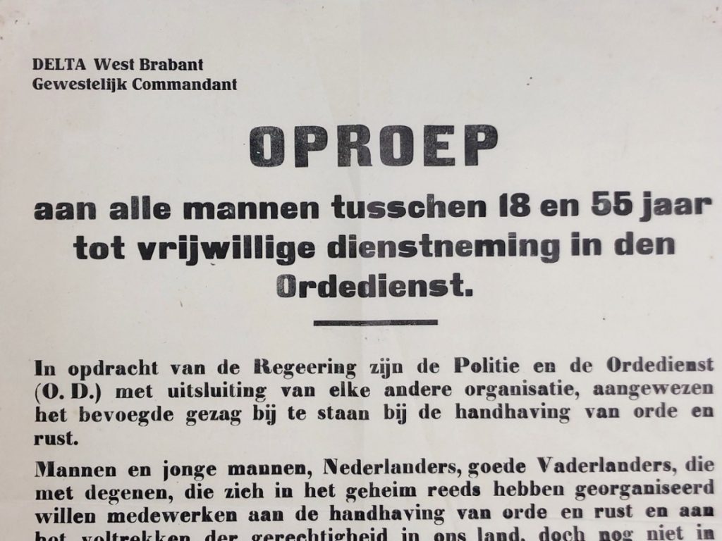 Original WWII Dutch call-up poster 'Ordedienst' Bergen op Zoom 1944 ...