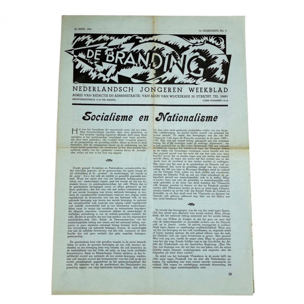 Original WWII Dutch youth collaboration newspaper - De Branding ...