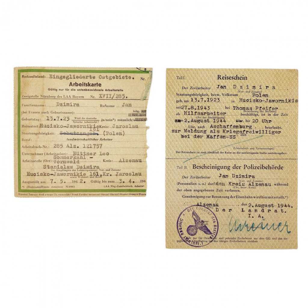 Original WWII German Ausweis documents Polish Waffen-SS ...