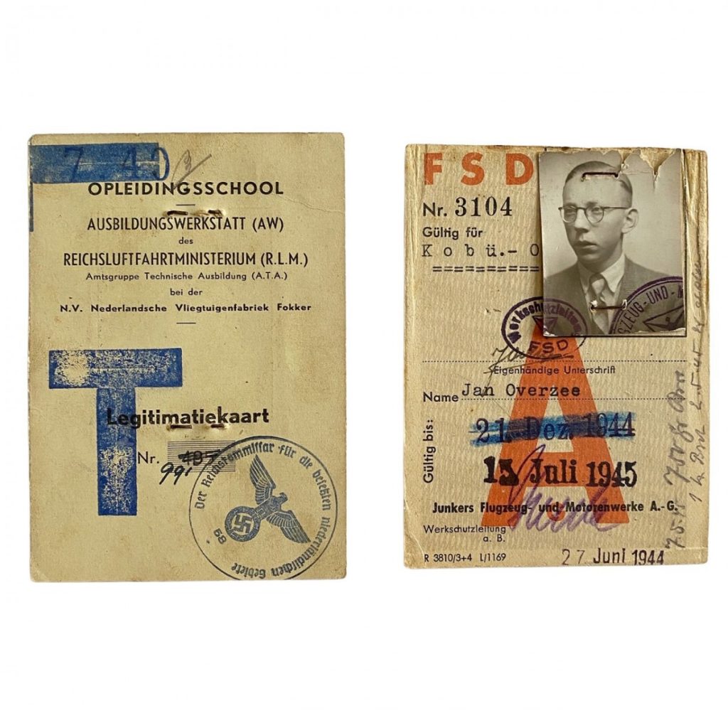 Original WWII German ID card's of a Dutch airplane builder 'Fokker ...