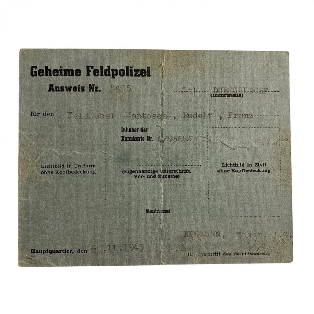 Original WWII German Geheime Feldpolizei ausweis - Oorlogsspullen.nl ...
