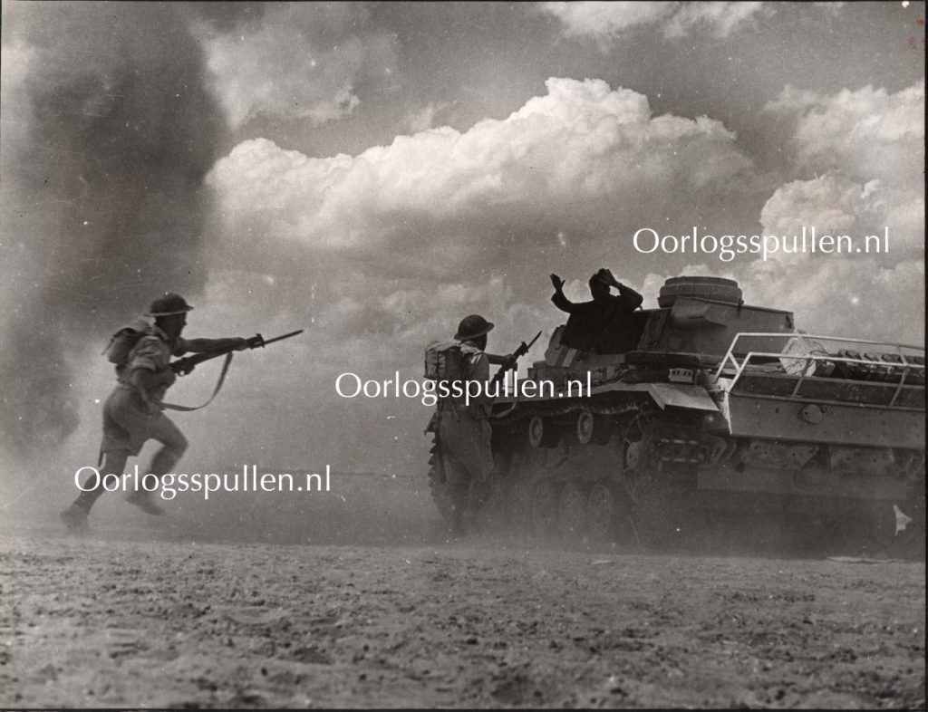 Original WWII British photo 'German tank crew surrenders ...