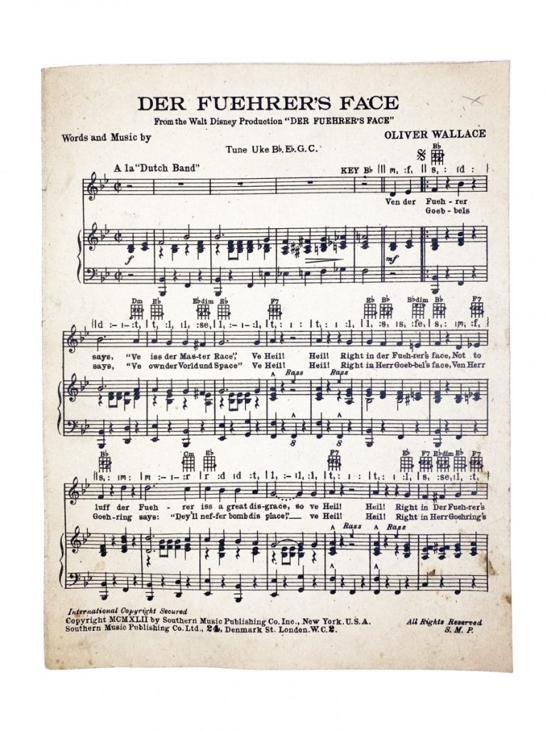 Original WWII British 'Der Fuehrer's Face' song booklet ...