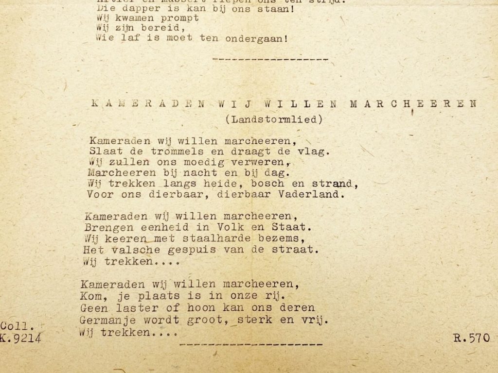 Original WWII Dutch Waffen-SS song leaflet - Oorlogsspullen.nl ...