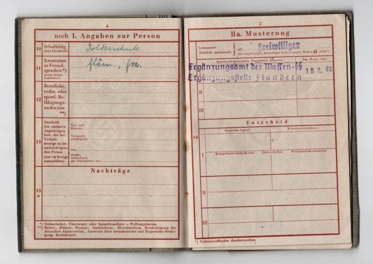 Original WWII Flemish SS-Freiwilligen Legion Flandern Wehrpass ...