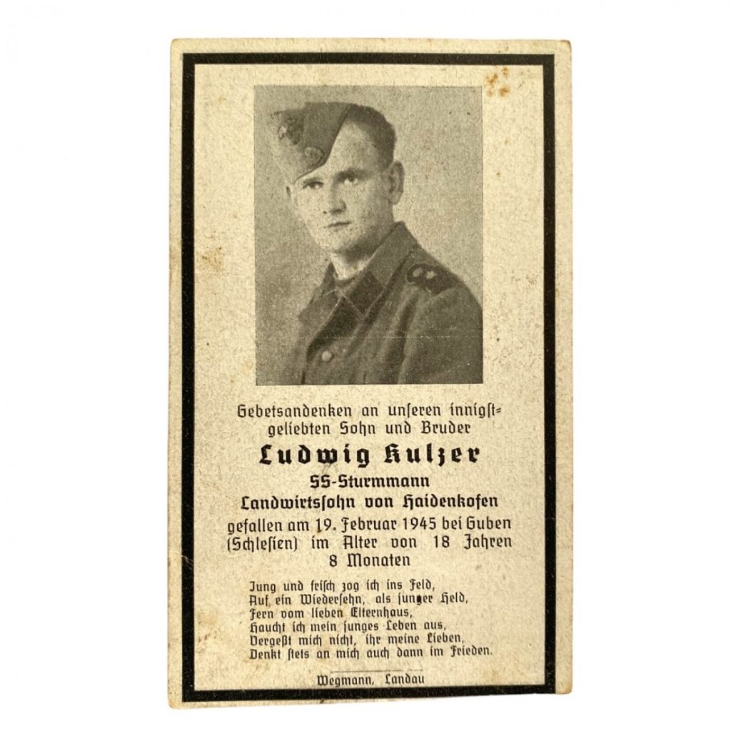 Original WWII German Waffen-SS death card - Oorlogsspullen.nl ...