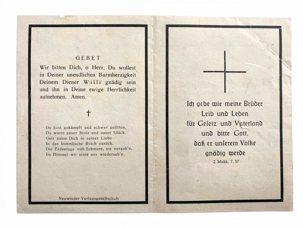 Original WWII German Waffen-SS death card - Oorlogsspullen.nl ...