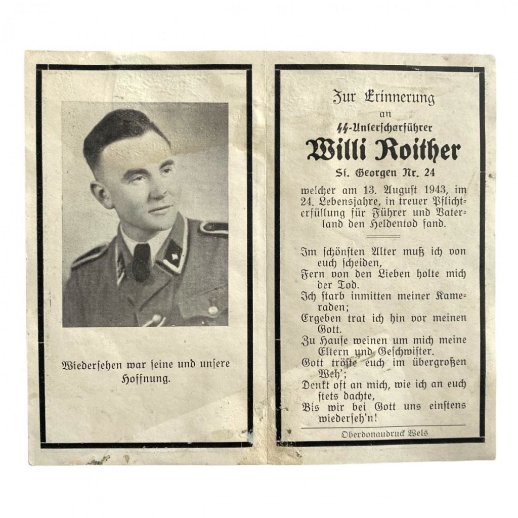 Original WWII German Waffen-SS death card - Oorlogsspullen.nl ...