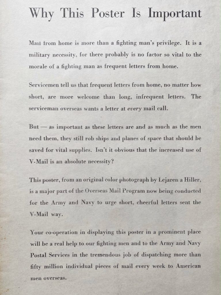 Original WWII US poster - V-mail - Oorlogsspullen.nl - Militaria shop