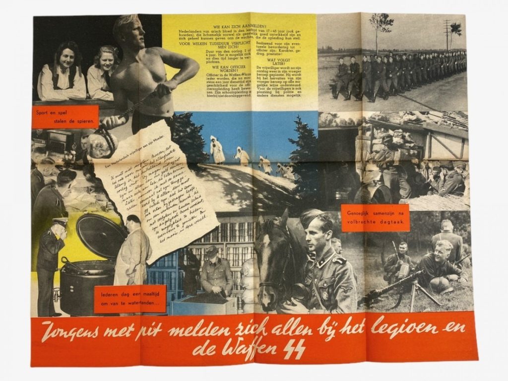 Original WWII Dutch Waffen-SS volunteer recruitment leaflet/poster ...