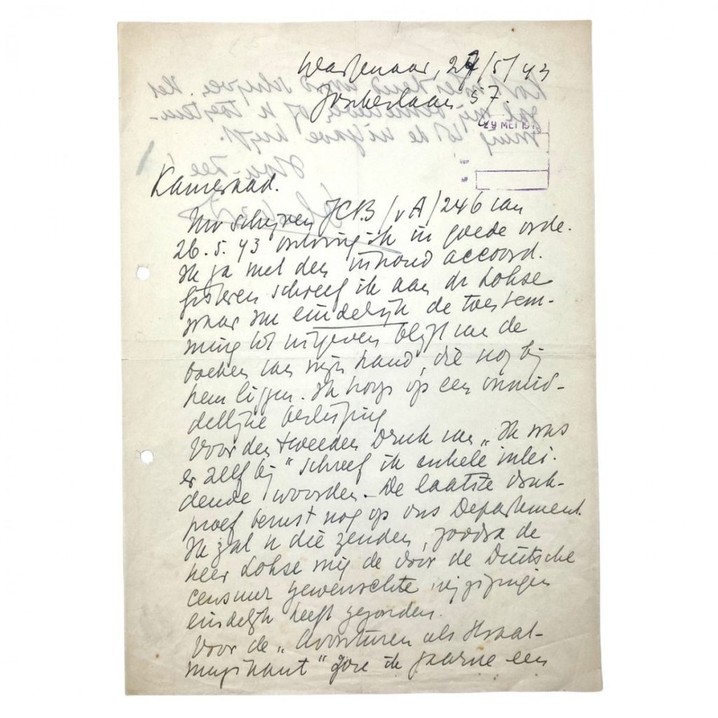 Original WWII Dutch NSB handwritten Max Blokzijl letter ...