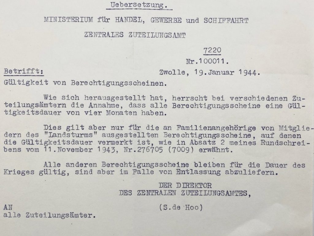 Original WWII German document Zwolle - Oorlogsspullen.nl - Militaria shop