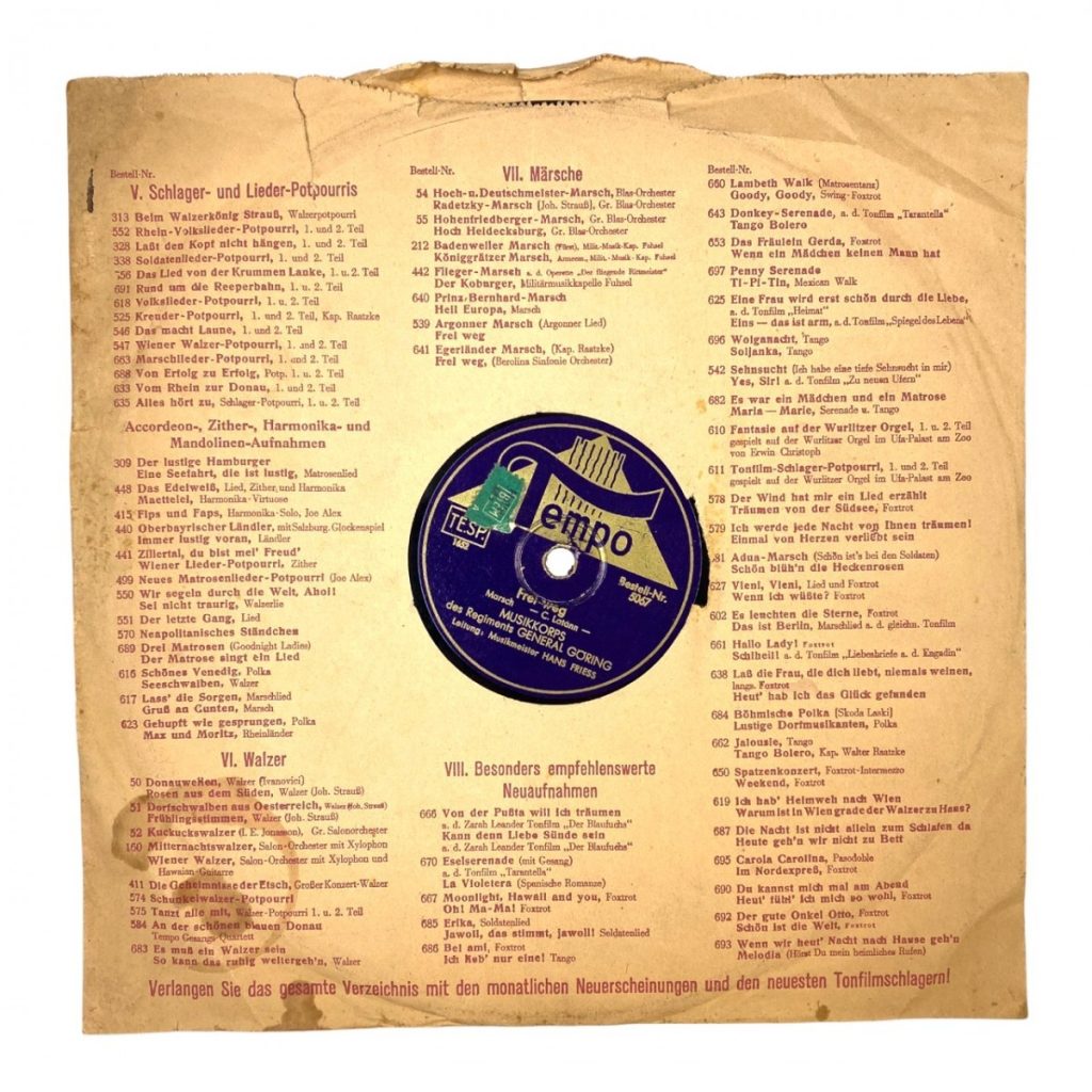 Original WWII German Luftwaffe gramophone record - Badenweiler Marsch ...