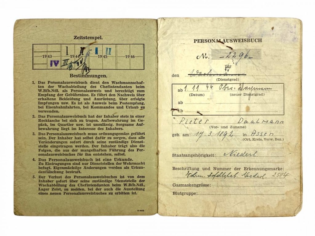 Original WWII Dutch Wachabteilung ausweis and forged Dutch ID card ...