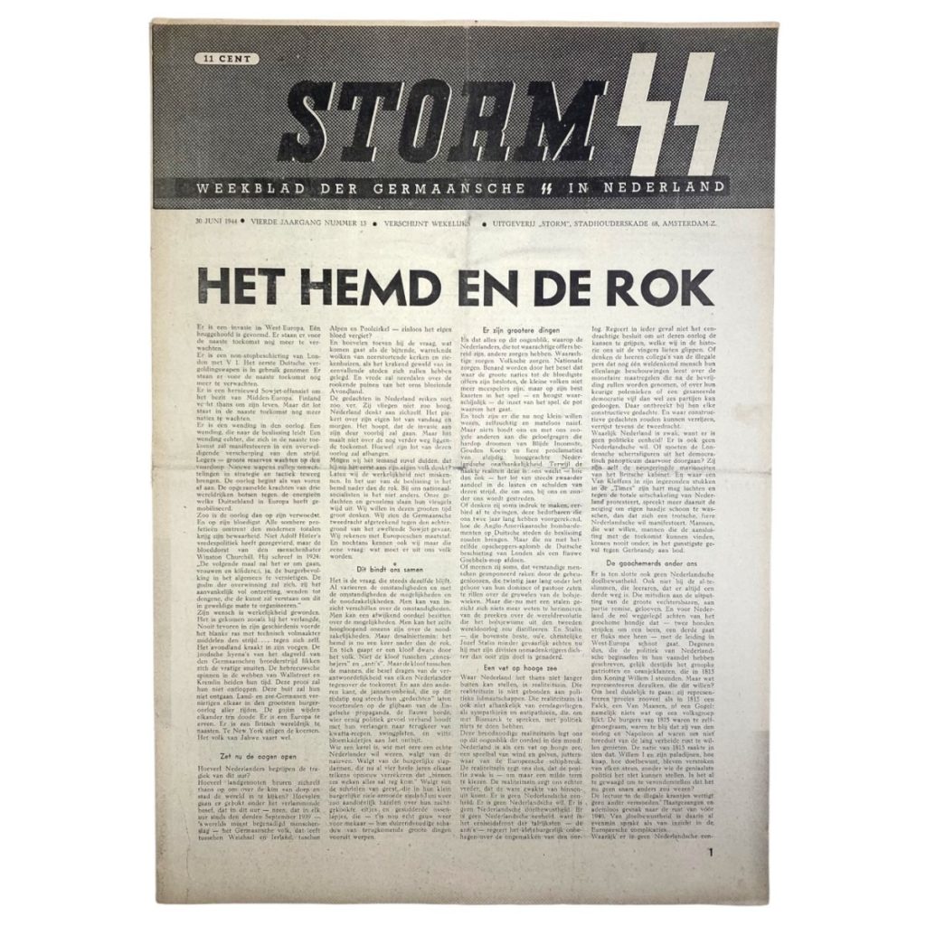 Original WWII Dutch Storm SS newspaper - Oorlogsspullen.nl - Militaria shop