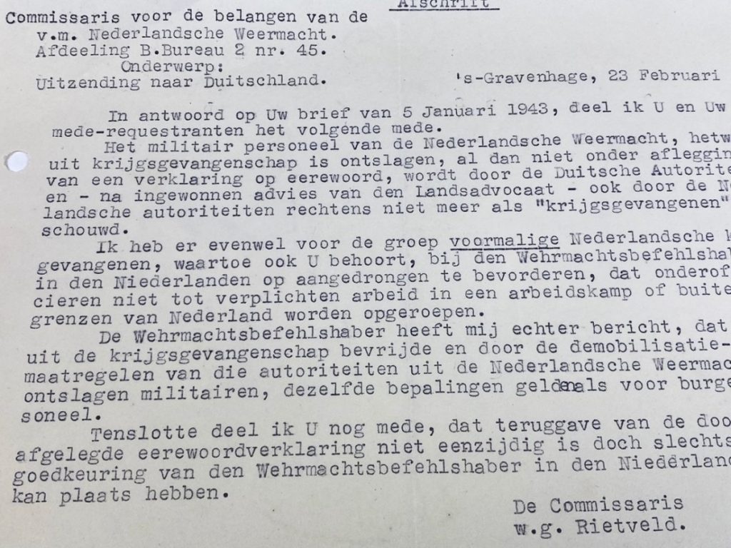 Original WWII Dutch document related to Dutch POW's - Oorlogsspullen.nl ...