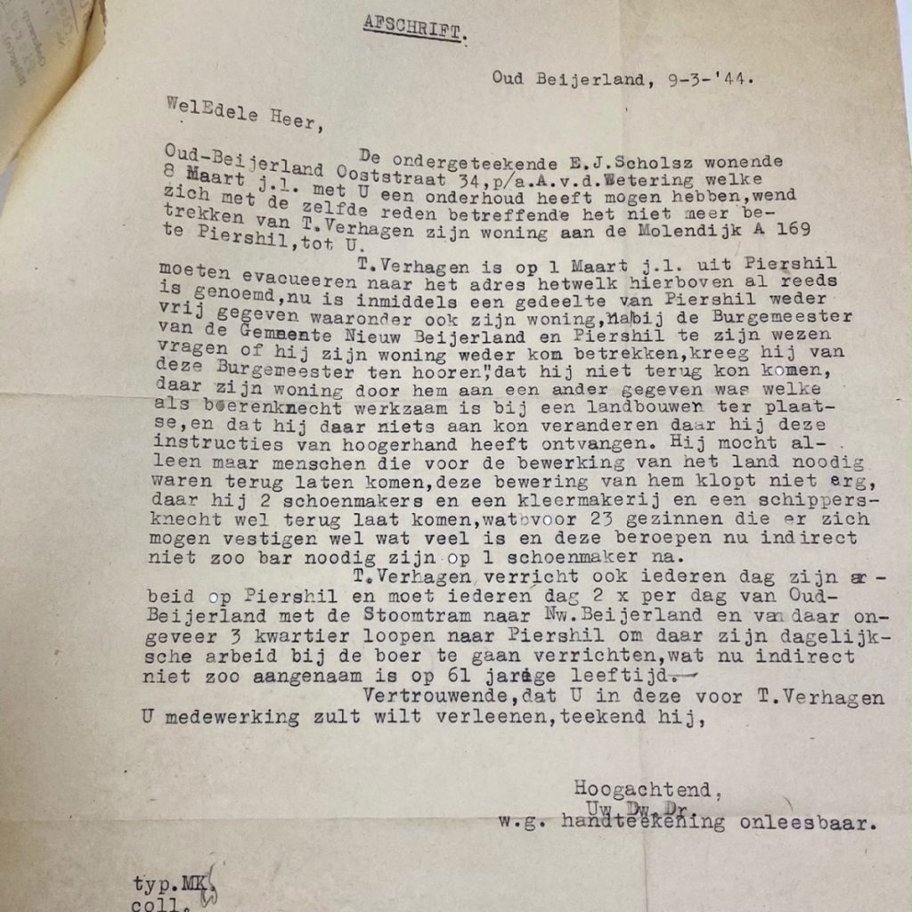 Original WWII Dutch documents evacuations in Oud-Beijerland 1944 ...