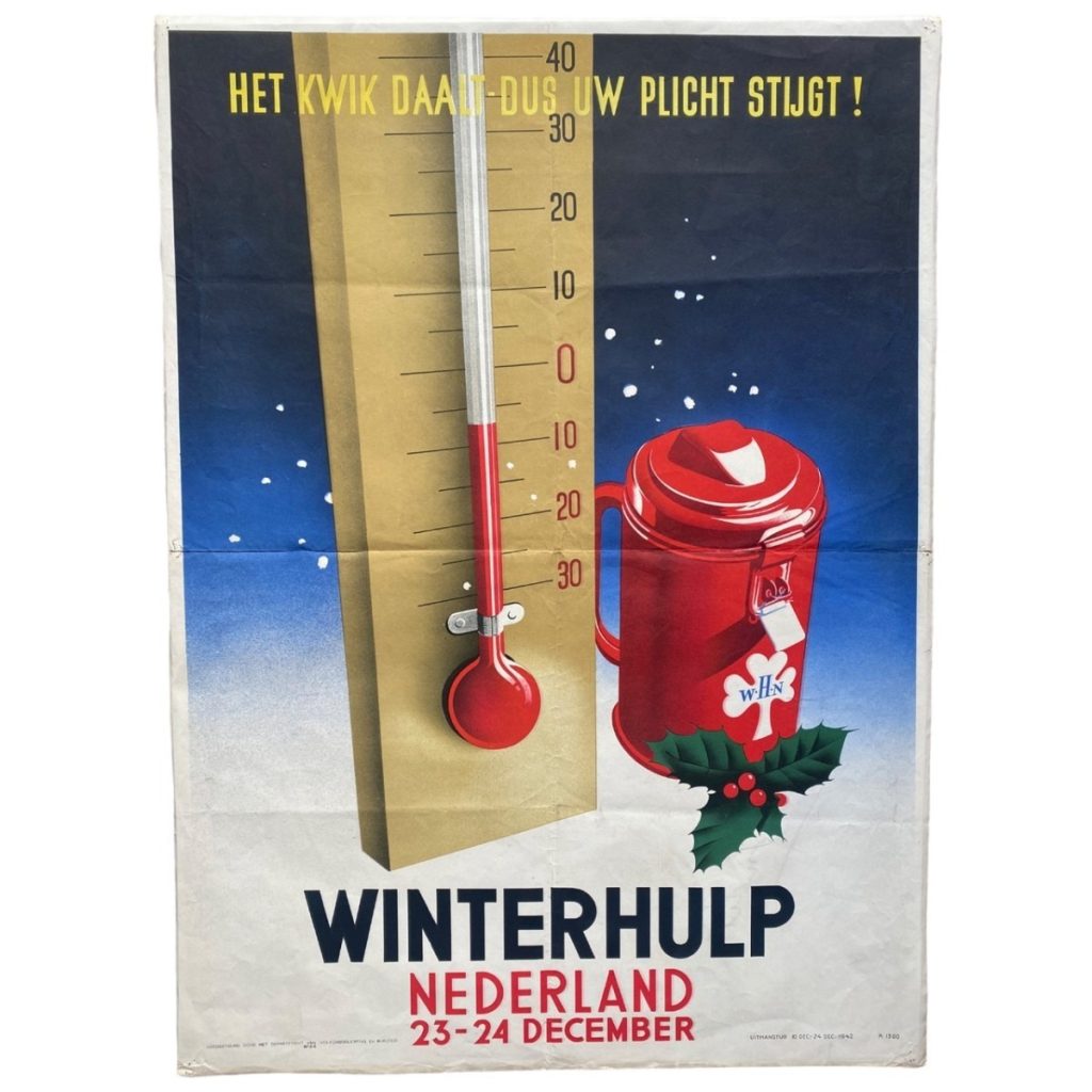 Original WWII Dutch Winterhulp poster - Oorlogsspullen.nl - Militaria shop