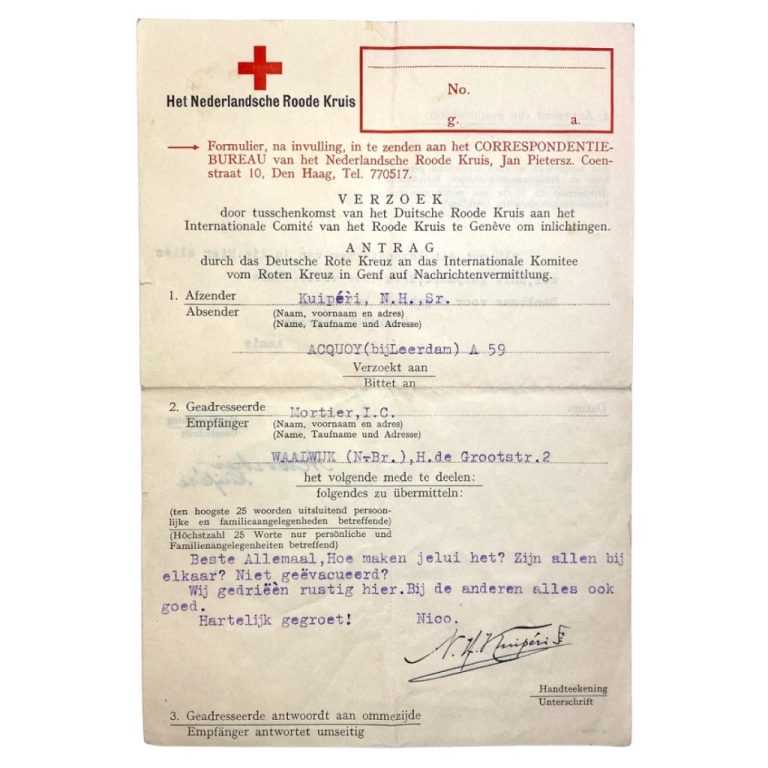 Original WWII Dutch Red Cross letter Acquoy (Leerdam) - Waalwijk ...