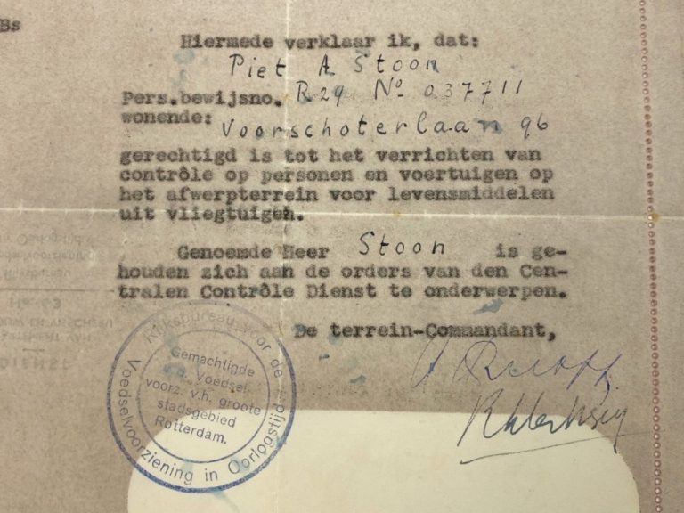 Original WWII Dutch food dropping document Rotterdam - Oorlogsspullen ...