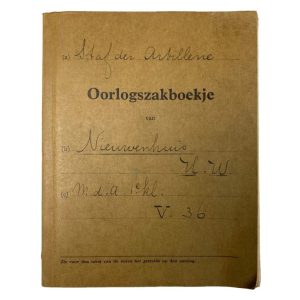 Original Pre 1940 Dutch army ID pocket book 'Staf der Artillerie ...