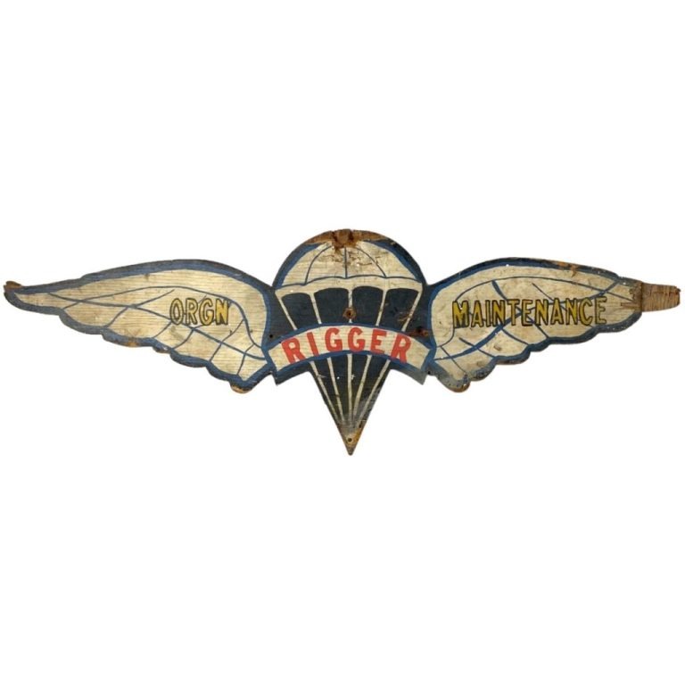 Original WWII US wooden Airborne sign - Oorlogsspullen.nl - Militaria shop