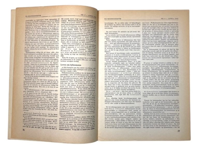 Original WWII Norwegian Nasjonal Samling ‘Månedshefte’ magazine - April ...