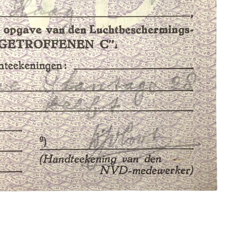 Original WWII Nederlandsche Volksdienst damage ID card of a member from ...