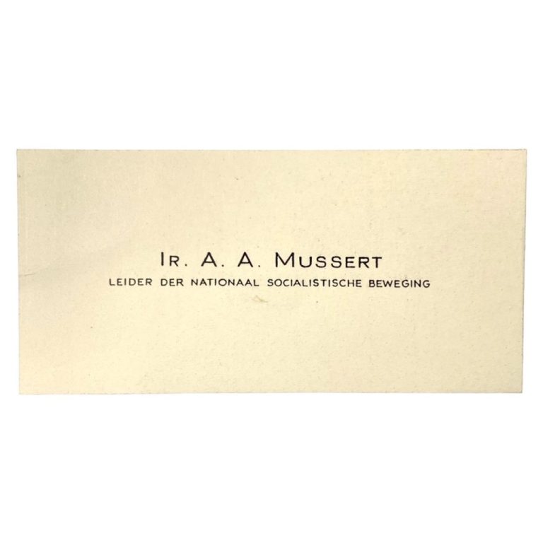 Original WWII Dutch NSB business card of NSB leader Anton Mussert ...
