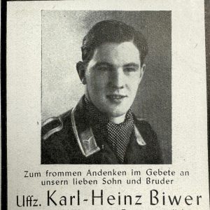 Original WWII German Luftwaffe death card - Crashed in North Africa ...
