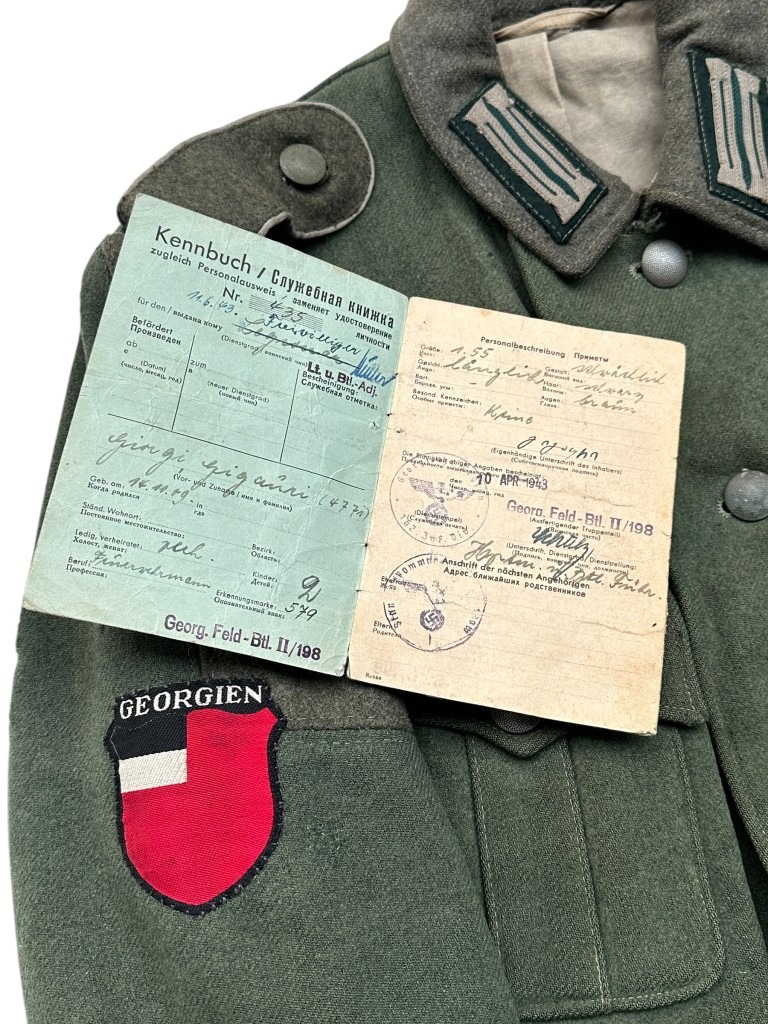 Original WWII German WH Georgian volunteer field jacket and ‘Kennbuch ...