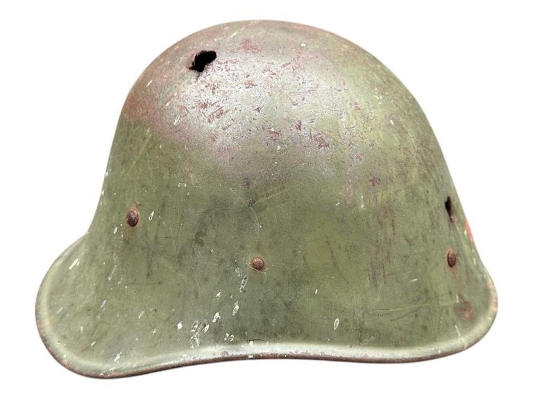 Original WWII Dutch Red Cross helmet with bullet holes - Oorlogsspullen ...