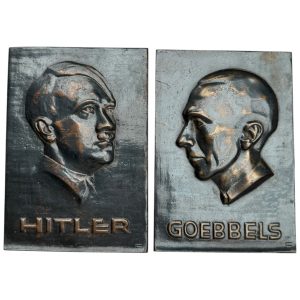 Original WWII German set Adolf Hitler & Joseph Goebbels plaques ...