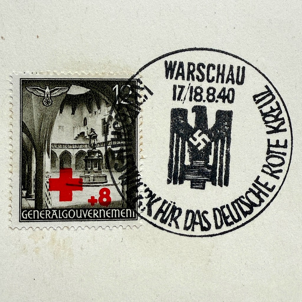 Original WWII German postcard with DRK charity stamp – Warsaw 1940 ...
