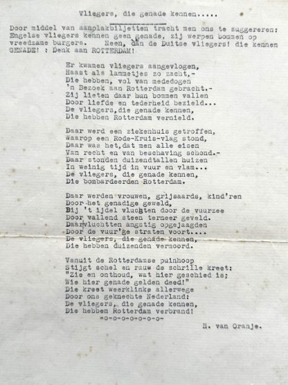 Original WWII Dutch resistance poem - Oorlogsspullen.nl - Militaria shop