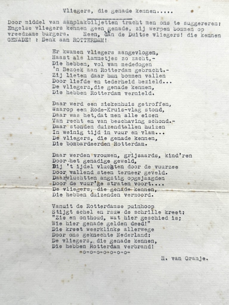 Original WWII Dutch resistance poem - Oorlogsspullen.nl - Militaria shop