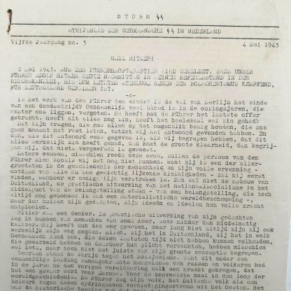 Original WWII Dutch Storm SS newspaper last edition May 4, 1945 ...